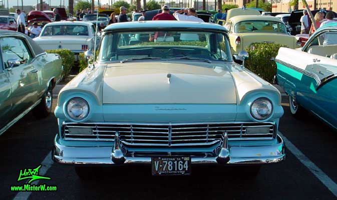 Frontview of a 1957 Ford Fair Line with closed Retractable Top | 1957 ...