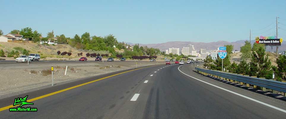 Reno from the Freeway I-80 | Eastbound on I-80 headed for Downtown Reno ...